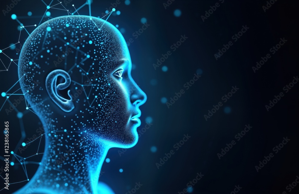 Illustration Stock Digital human face profile tech interface concept ...