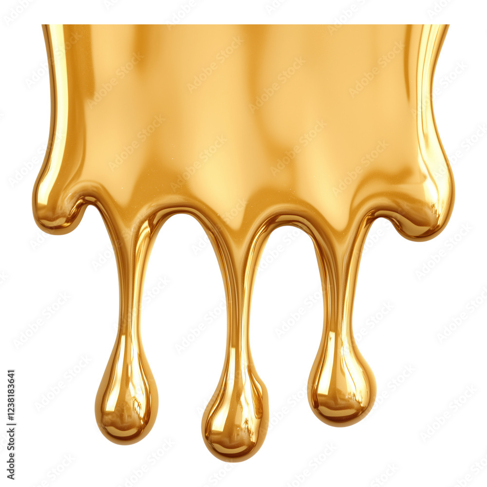 Golden liquid dripping downwards rich texture and lustrous sheen ...