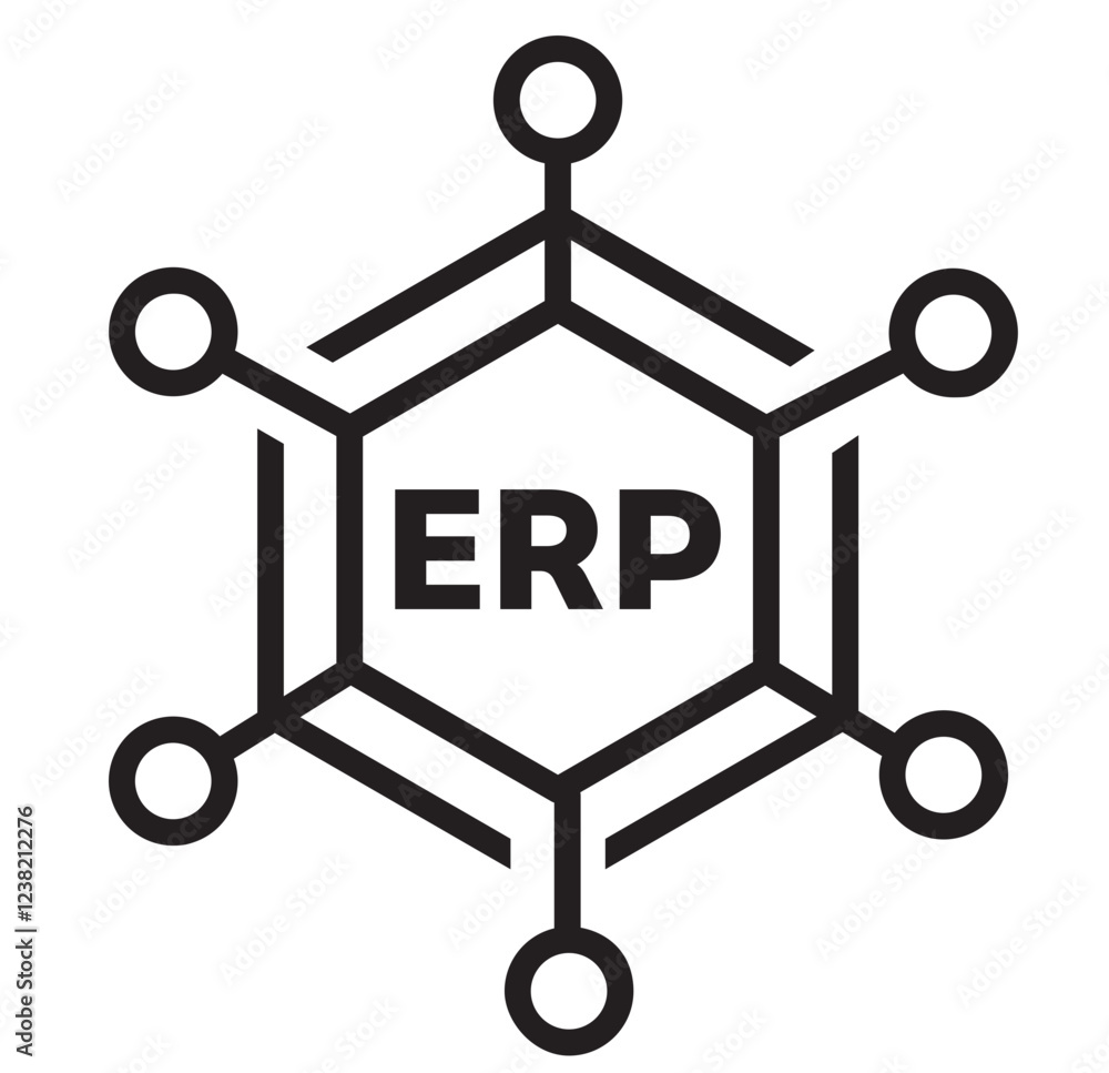 ERP system icon, Enterprise resource planning vector. Business ...