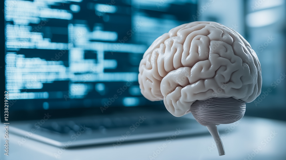 Brainpower and Code: A model of the human brain rests thoughtfully ...