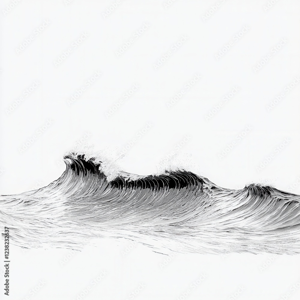 Minimalist Wave Design, Elegant wave crest in a simplistic style ...