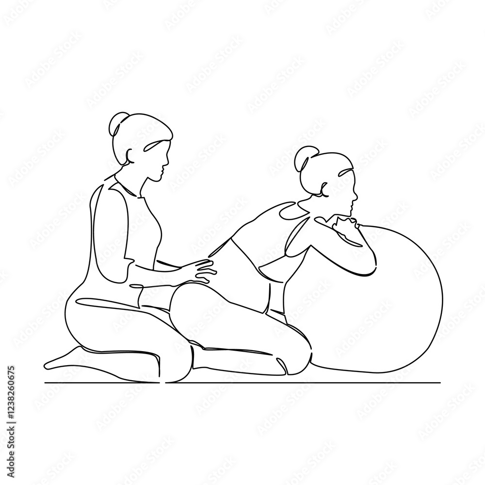 One continuous single drawing line art flat doodle obstetrician ...