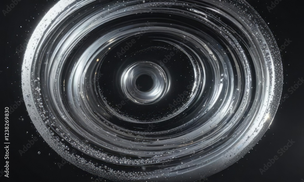 Liquid swirl with silver glitter in a circular motion , artistic render ...