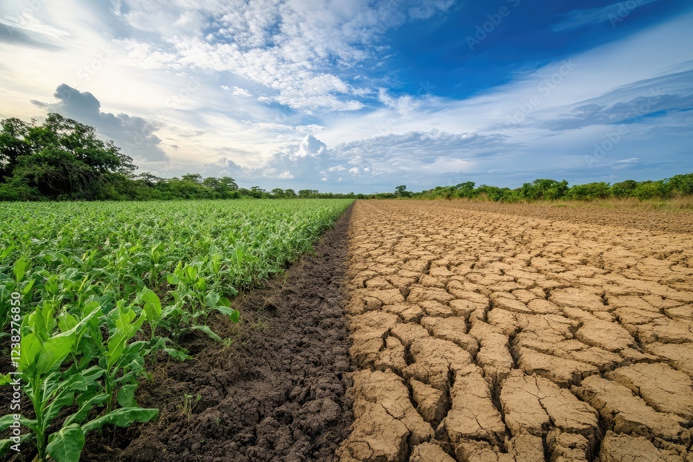 Changing agricultural landscapes, transitioning from lush greenery to ...