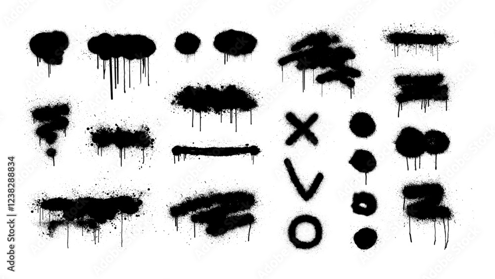 Spray graffiti texture with smudges and drops. Street aerosol clouds ...