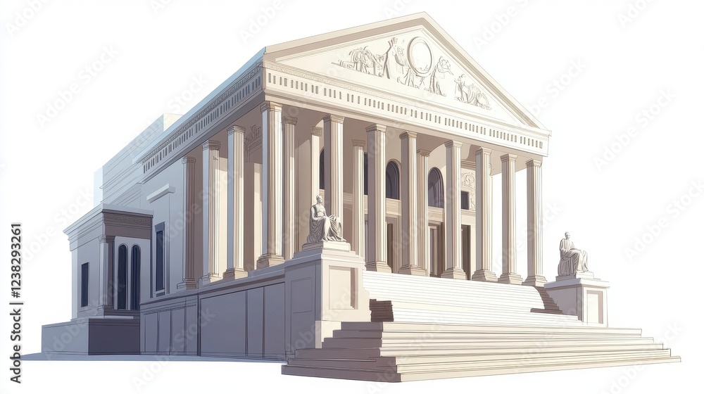 Classical Architectural Structure Featuring Grand Columns and Steps ...