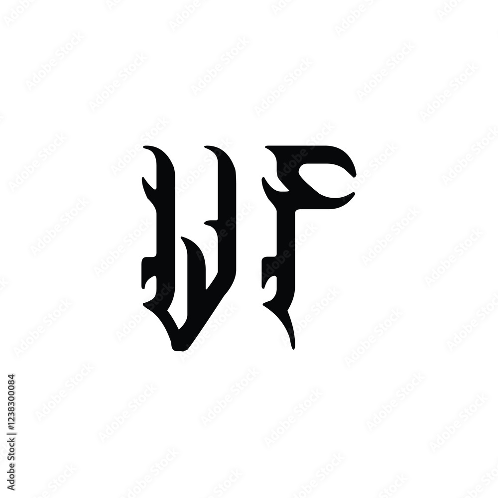 WF monogram logo design letter text name symbol monochrome logotype ...