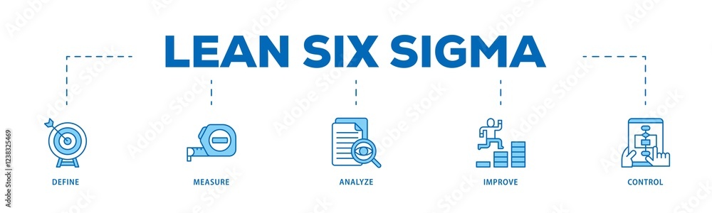 Lean six sigma infographic icons flow process which consists of define ...