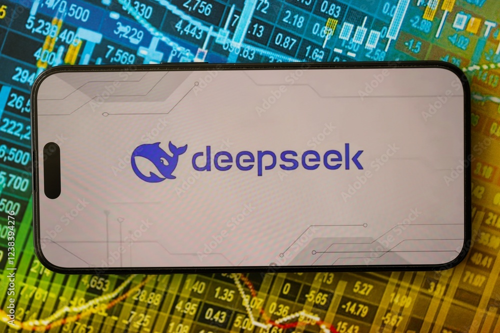 KYIV, UKRAINE - JANUARY 29, 2025 Deepseek app logo icon displayed on a ...