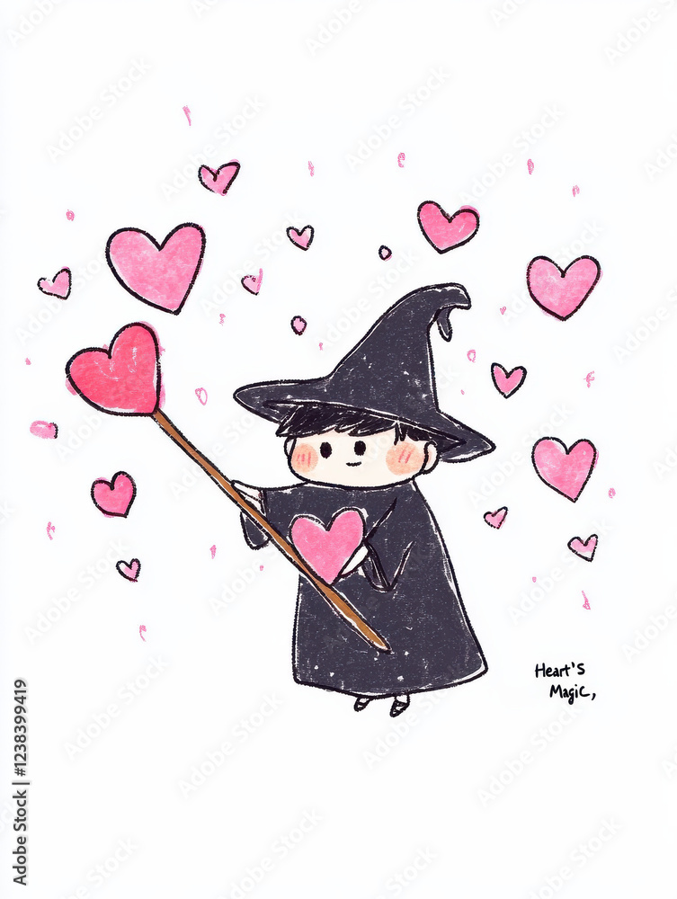 Cute gothic sorcerer with heart tattoos and heart staff casting "Heart ...