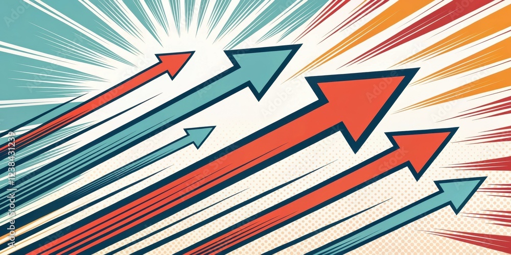 Dynamic upward trending arrows with a comic book design showcasing ...