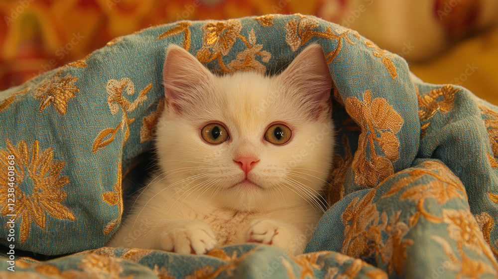 Cat with fancy outfit, A Siamese cat in a royal blue silk robe ...