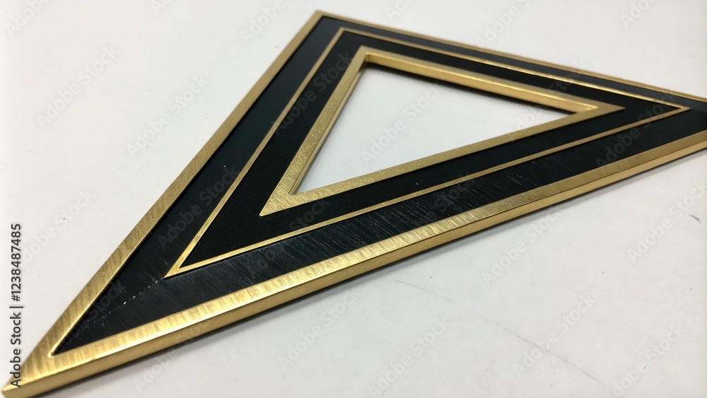Thin metallic strip with triangular shape in black and gold colors ...
