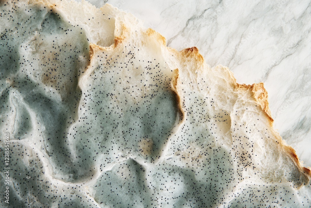 Moldy poppy seed bread showing texture and color of fungal growth ...