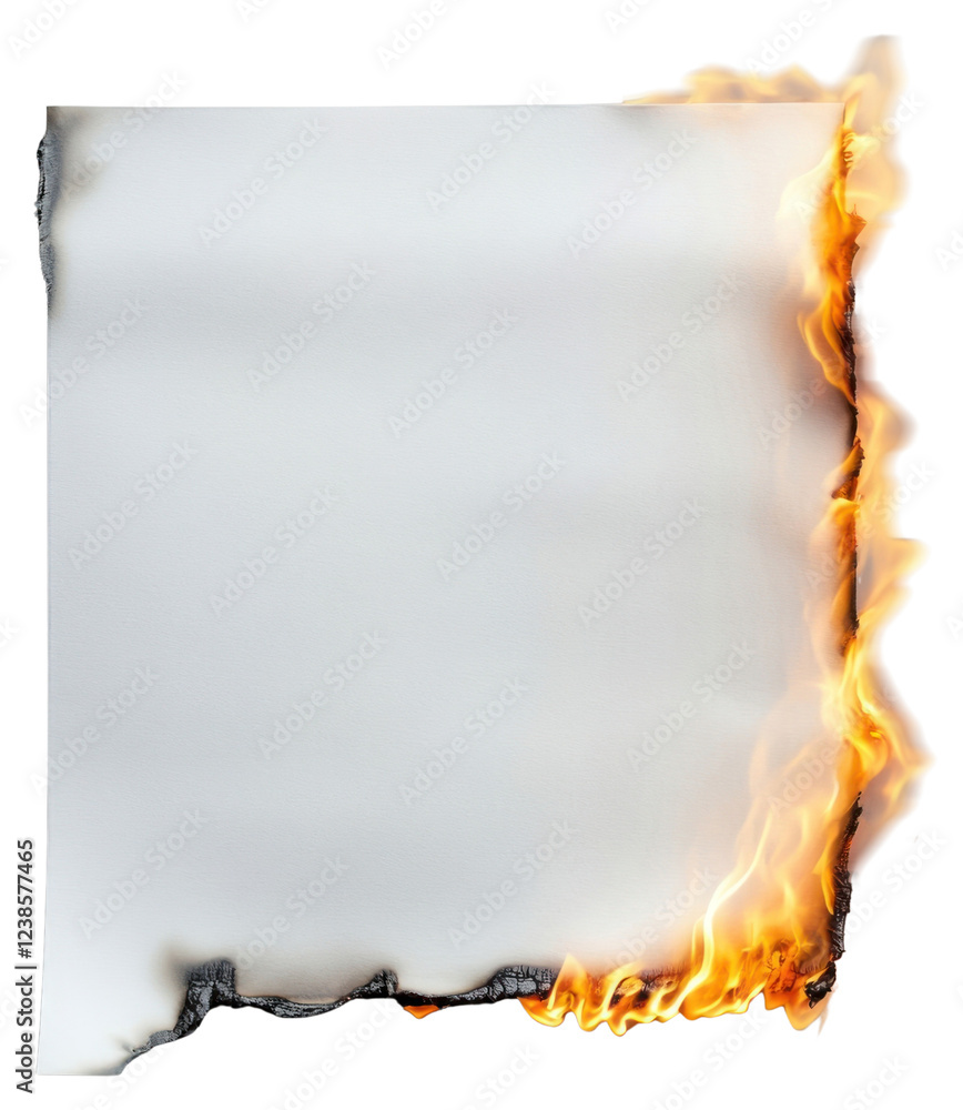 PNG Burnt white paper edge fire effect flame. Stock Photo | Adobe Stock