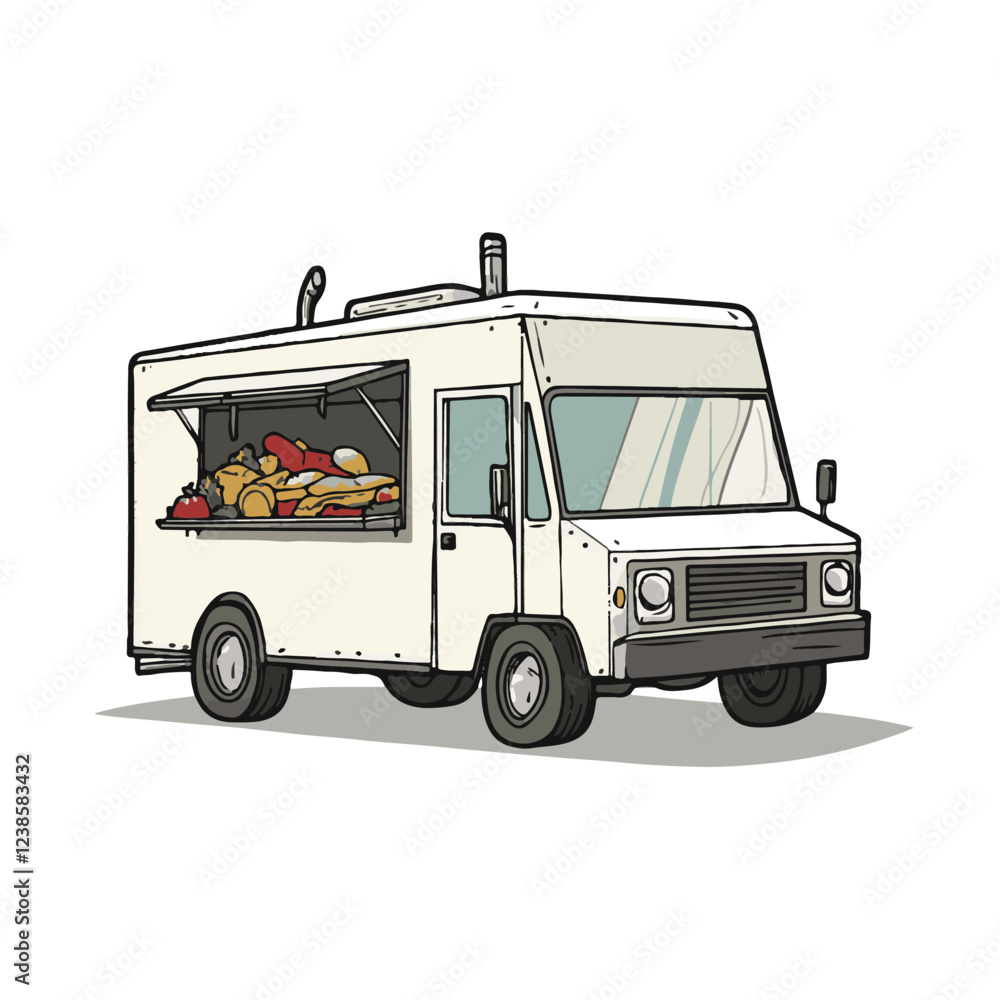 Vector cartoon food truck clip art white background Stock Vector ...