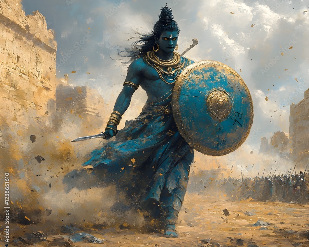 Foto de Stock Depiction of Lord Yamaraj, the Hindu god of death and ...