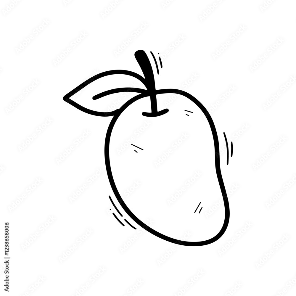 Hand Drawn Mango Illustration. Doodle Vector. Isolated on White ...