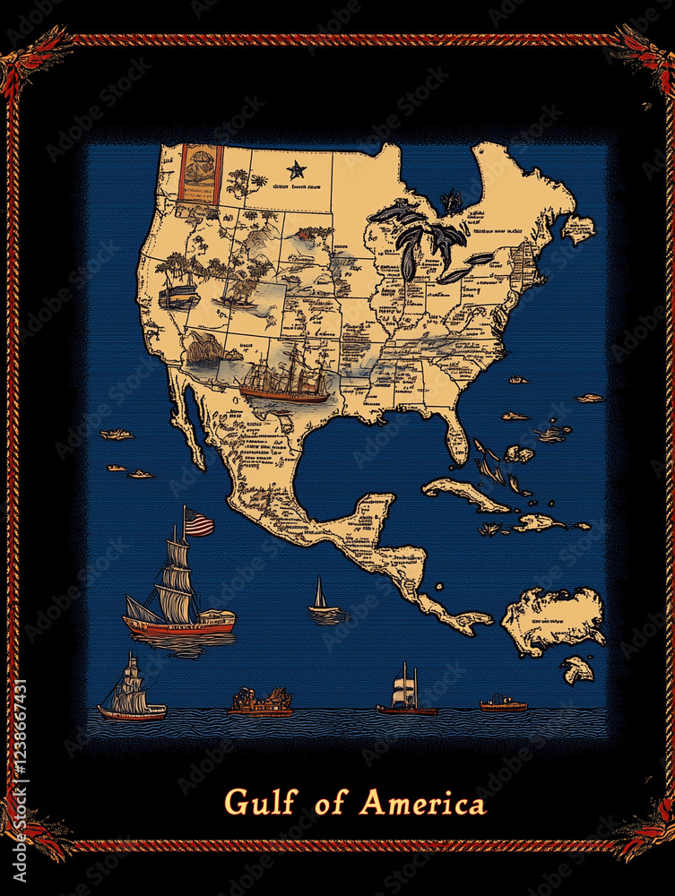 Gulf of America map highlighting patriotic spirit and maritime history ...