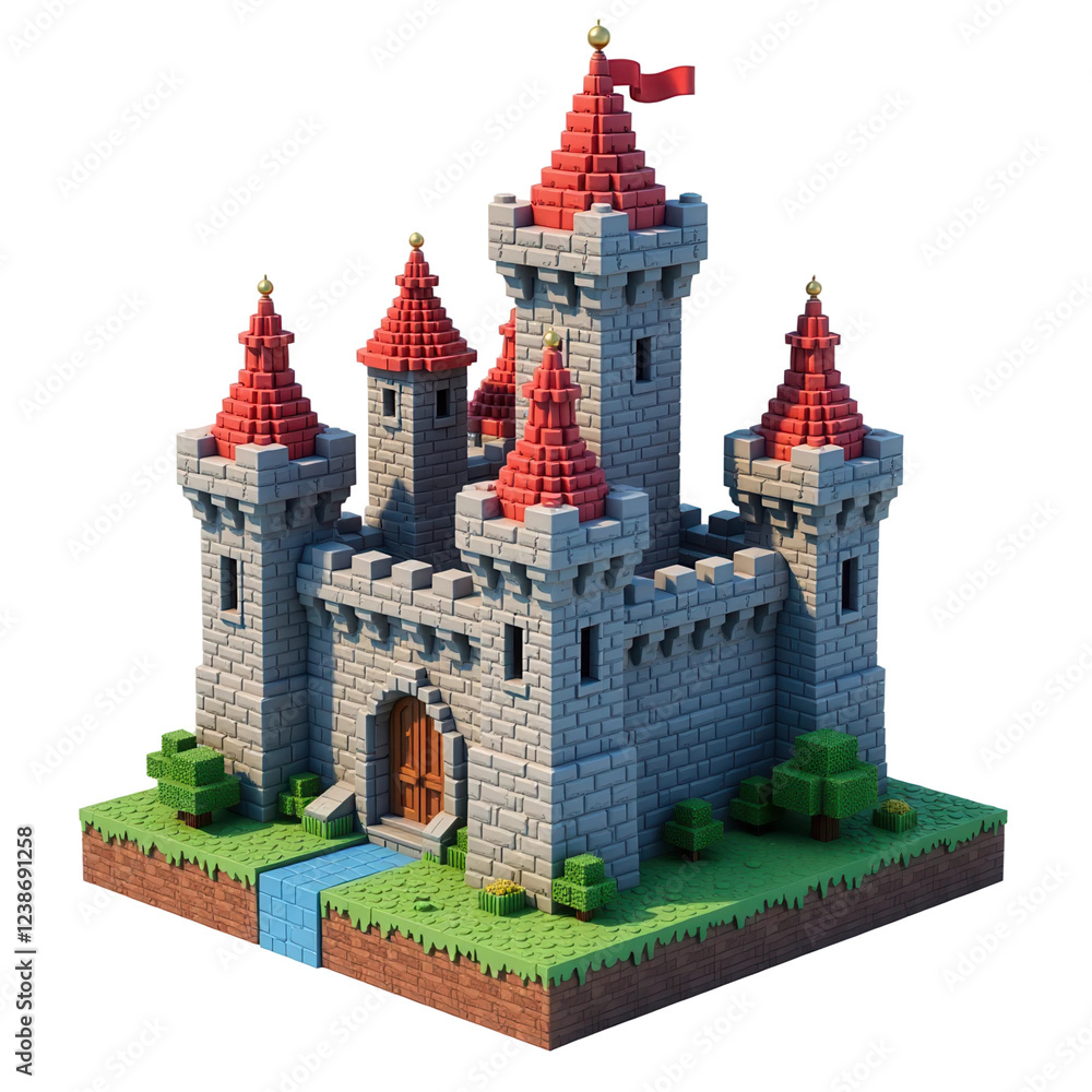 Pixelated Castle on Transparent Background Stock Photo | Adobe Stock