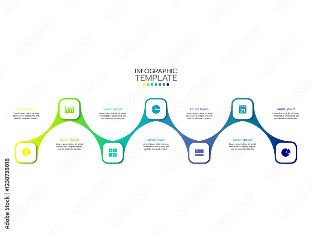 Business process. Timeline infographics with 7 steps, options. Vector chart. Stock Vector ...