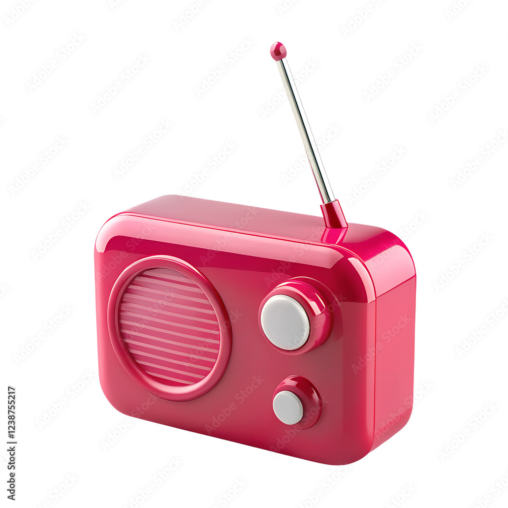Red retro vintage radio icon. 3d rendering isolated on white background ...