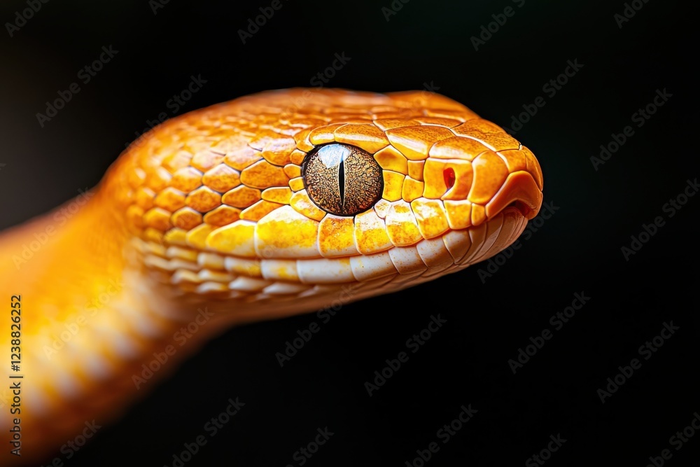 Dramatic close up portrait of a snake s head with its sharp venomous ...