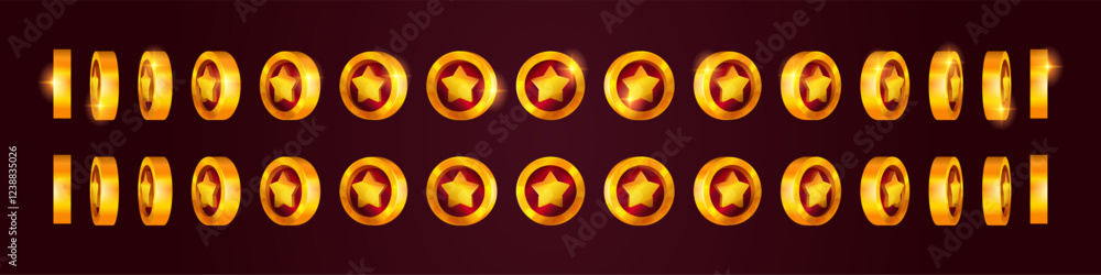 Star coin rotation. Casino game spin gold coins turn animation, game ...