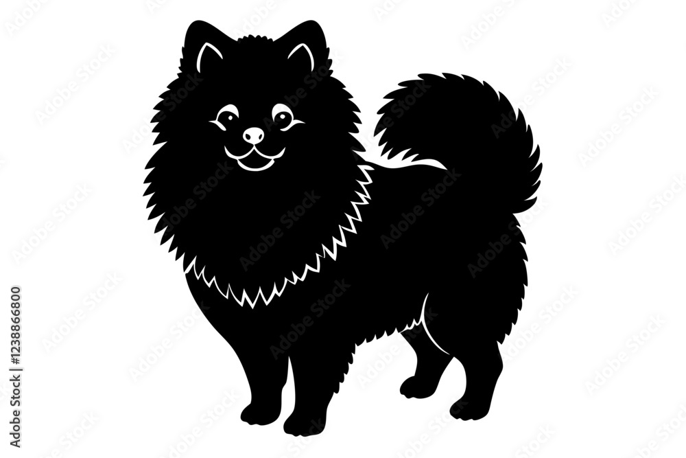 Jiffpom Silhouette Illustration - White Isolated Dog Vector Art (SVG ...