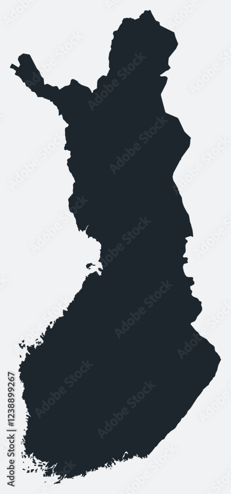 Finland map. Just a simple border map. Shape of the country. Flat blank ...
