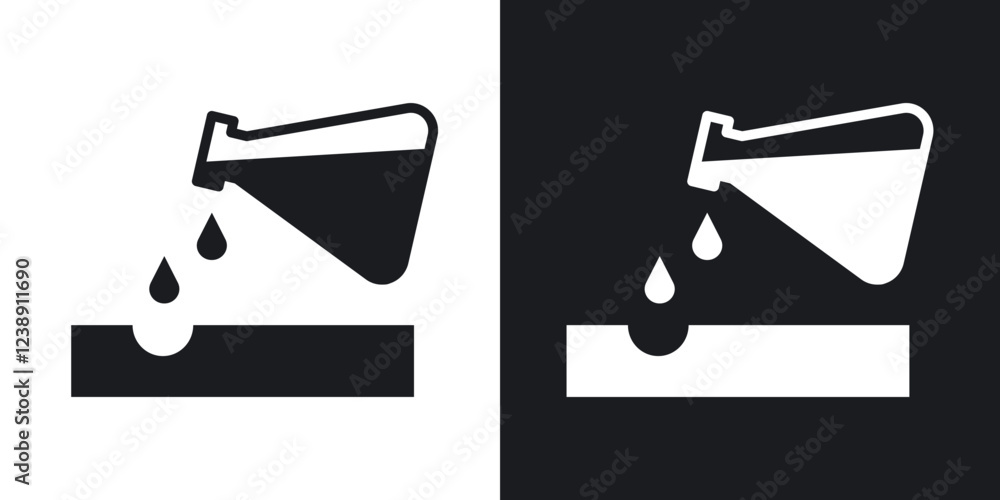 Corrosive substance icons in filled and outline versions for ui designs ...