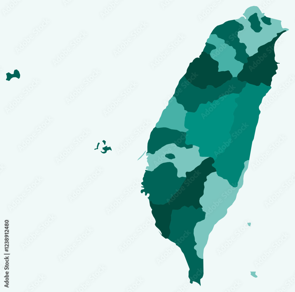 Map of Taiwan with regions. Just a simple country border map with ...