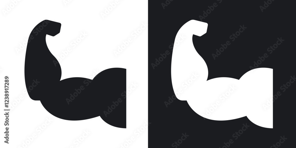 Strong arm icons in filled and outline versions for ui designs Stock ...