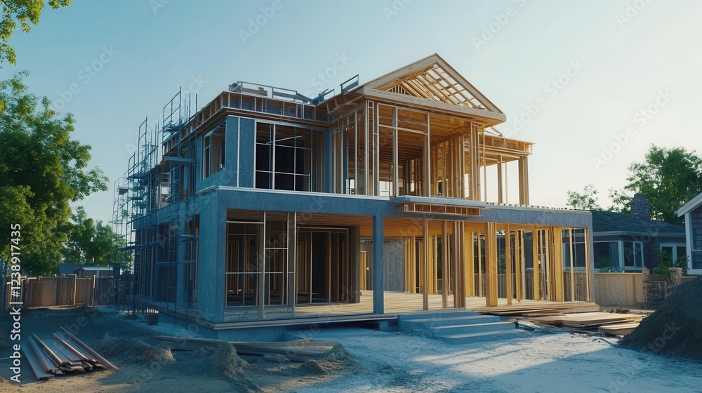 time-lapse visualization of modern home construction, from blueprint to ...