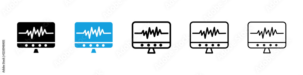 Vector de Stock EKG monitor icons in filled and outline versions for ui ...