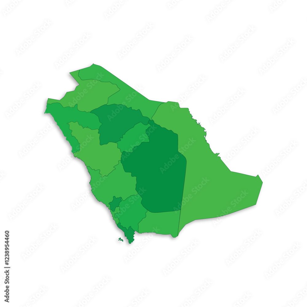 Saudi Arabia map with border highlighted regions, states, isolated on ...