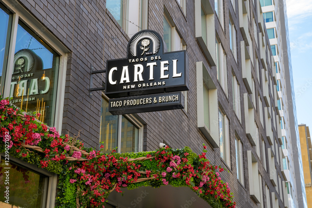 New Orleans, LA, USA - February 1, 2025: Tacos Del Cartel Restaurant on ...