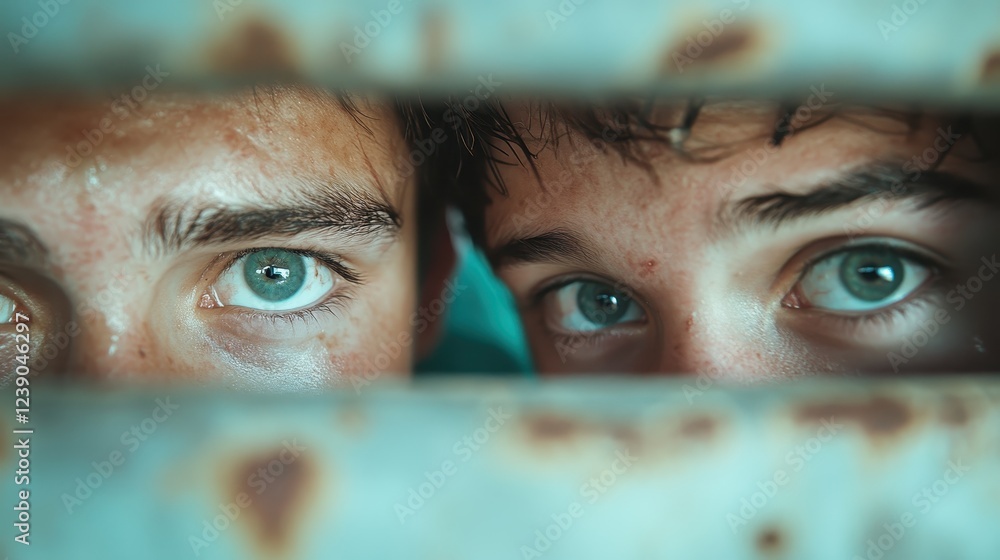 Two boys with strikingly similar eye colors stare intensely through a ...