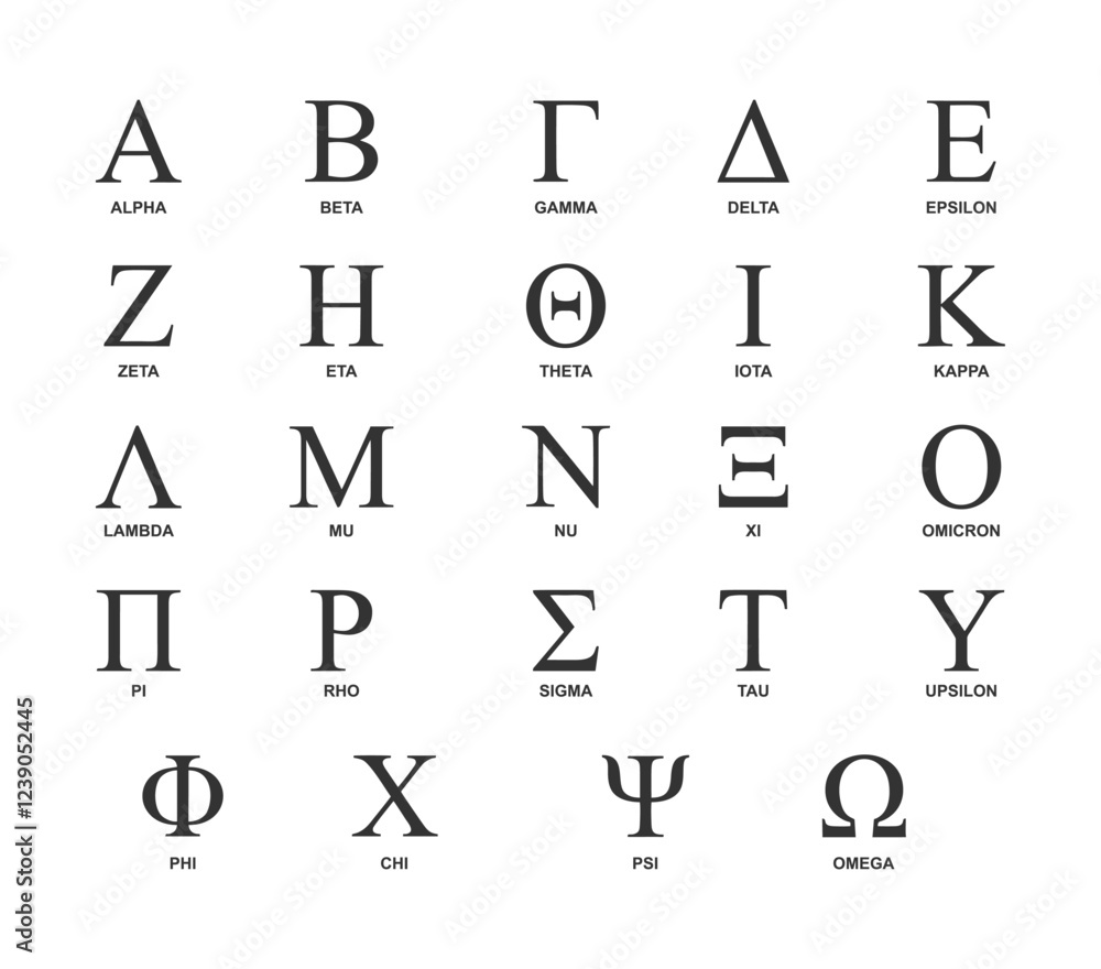 greek alphabet letters on white background Stock Vector | Adobe Stock