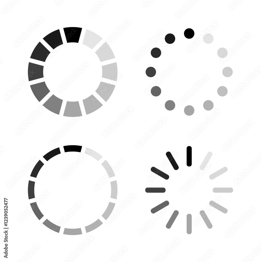 collection of loading and buffering symbols for websites Stock Vector ...