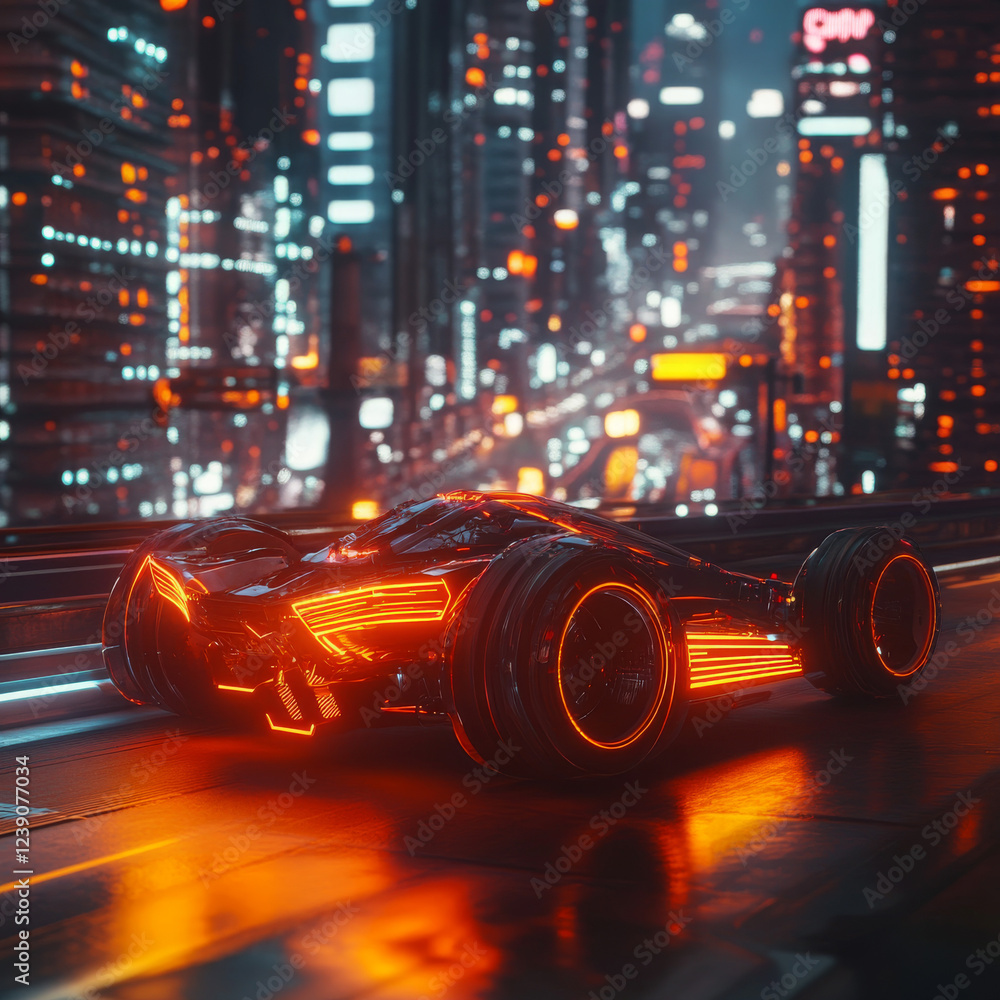 Stock-Illustration „Riders from 2090 zooming on high-tech highways with ...