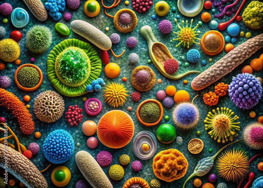 Microscopic World: Diverse Bacterial Cell Shapes and Structures Stock ...