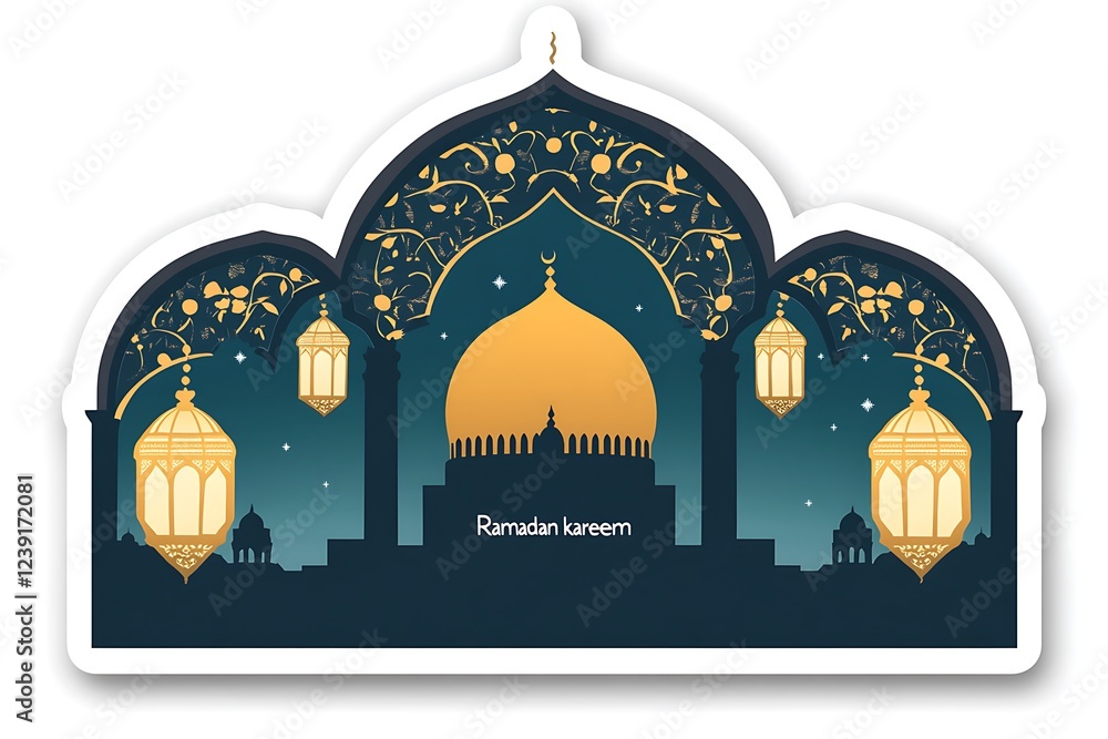 Sticker design for Ramadan, featuring dates and rosary beads with ...