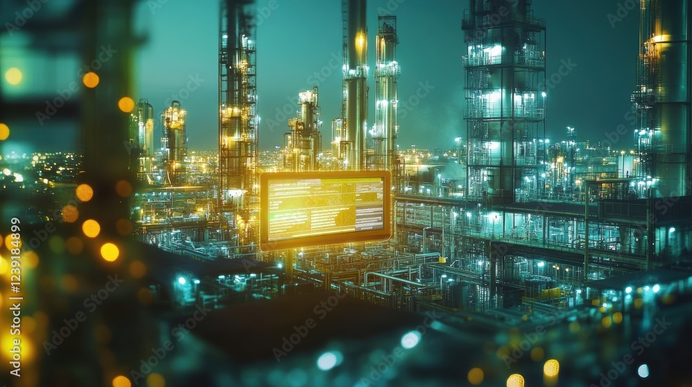 System monitoring software displaying real time production data and key performance indicators ...