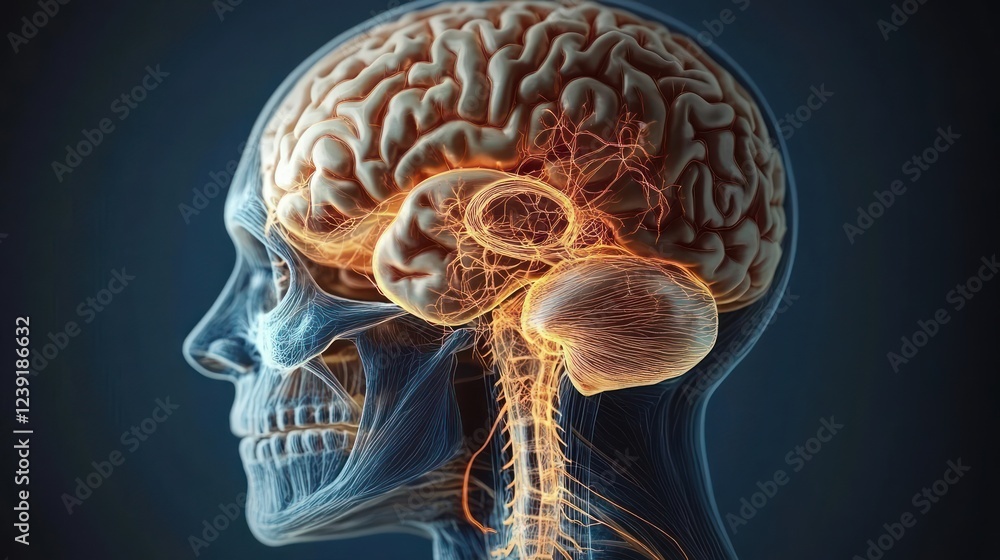 Anatomical Illustration of Human Brain Structure Highlighting ...