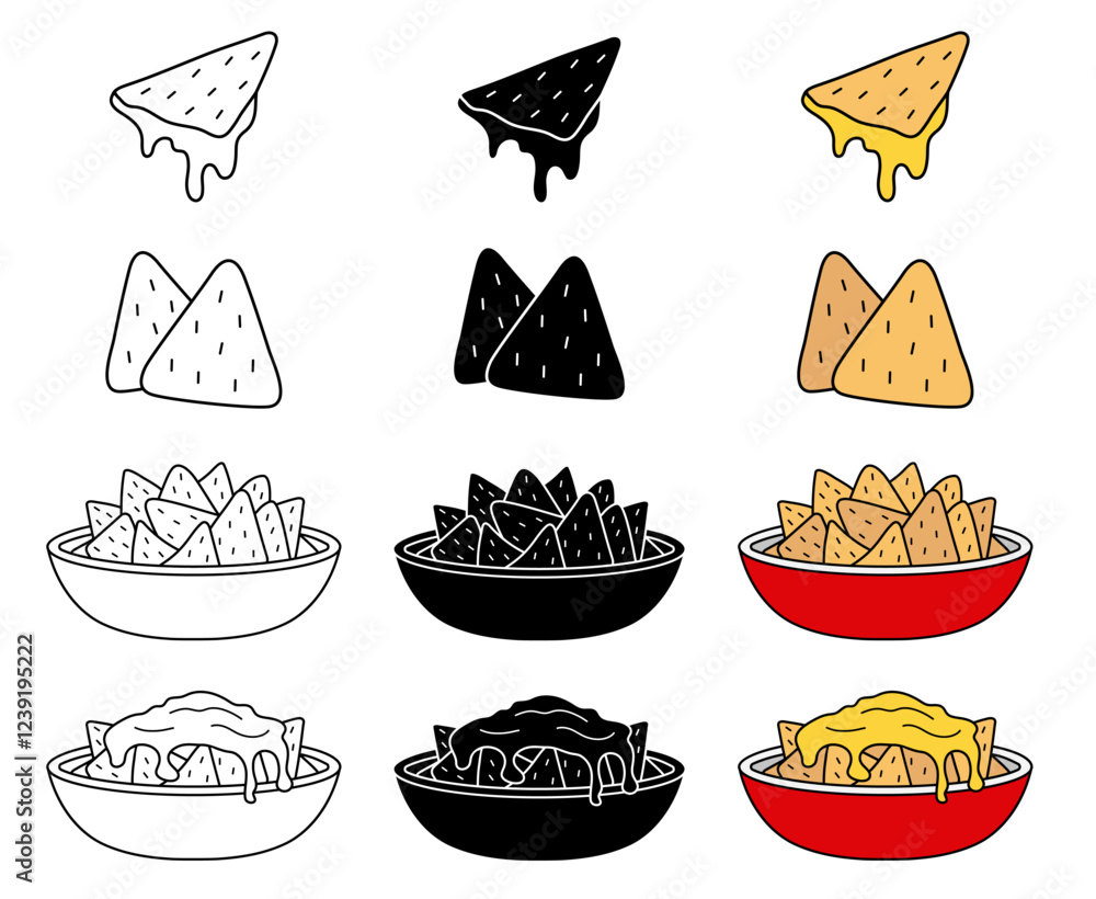 Vector de Stock Cartoon Bowl of Nachos and Cheese, or Tortilla Chips ...