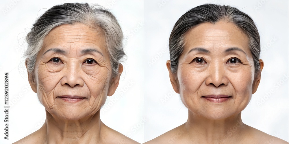 Before and after: Asian woman with deep wrinkles before and after Botox ...