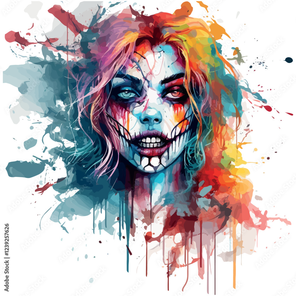 Scray Horror Illustration Vector Watercolor Clipart Adobe Illustrator ...