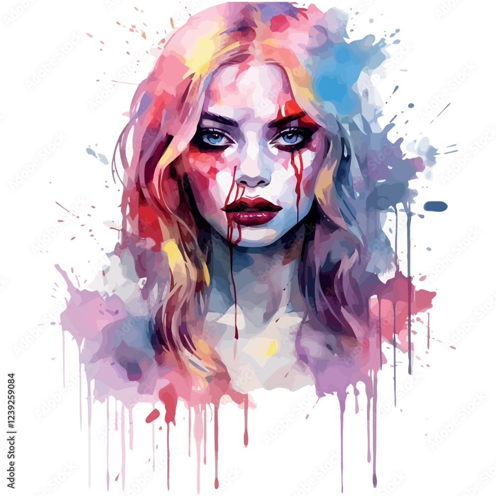 Scray Horror Illustration Vector Watercolor Clipart Adobe Illustrator ...