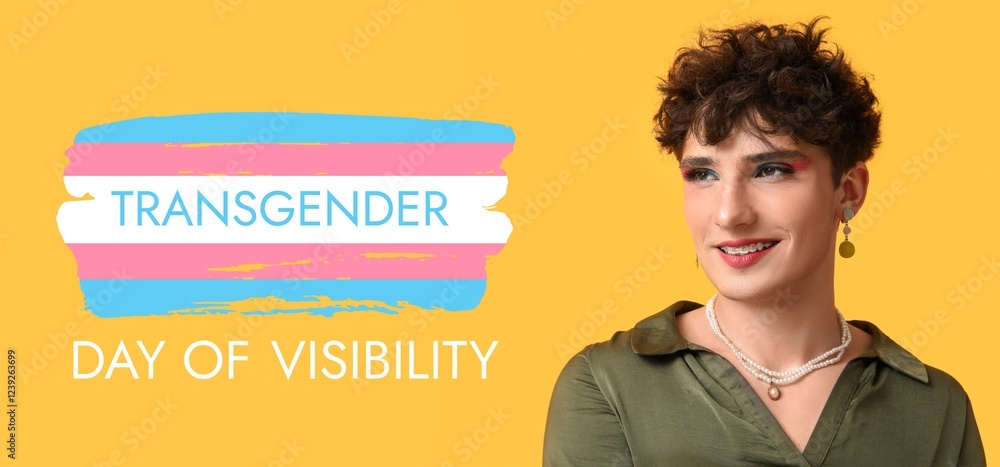 Banner for Transgender Day of Visibility with young transgender woman ...